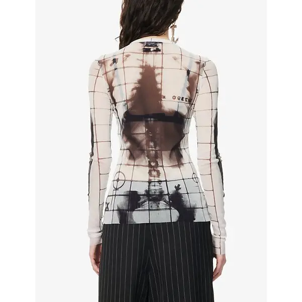 Jean Paul Gaultier Skeleton-Print Woven Top In White Black - 85